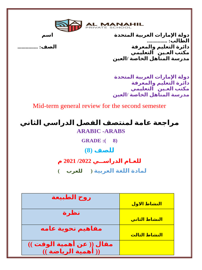 Arabic Revision | PDF