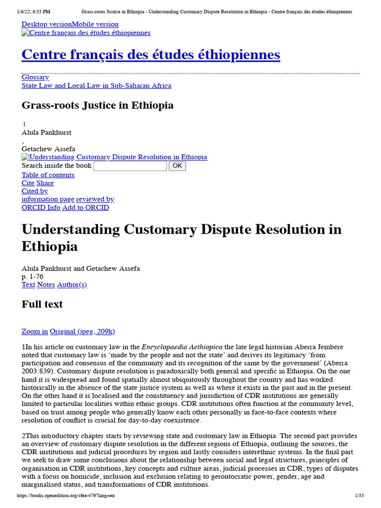 Grass-roots Justice in Ethiopia - Understanding Customary Dispute ...