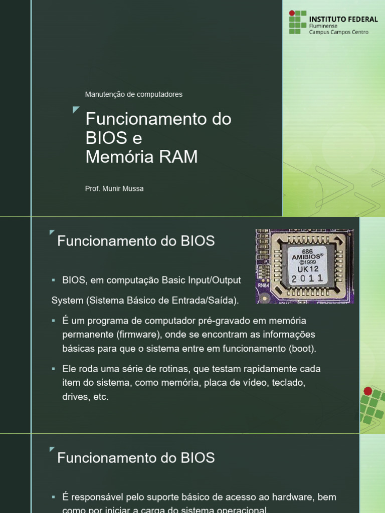 Aula 06 - Funcionamento Da BIOS - Memória RAM | PDF | BIOS | Memória de ...