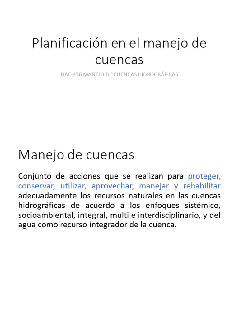 11_planificación en El Manejo de Cuencas | PDF | Sustentabilidad ...