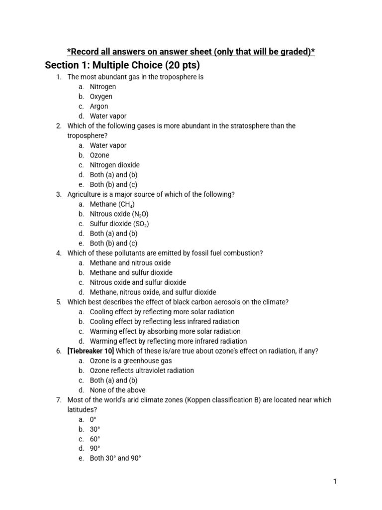 2025 Cornell B Meteorology Test | PDF | Climate | Cloud