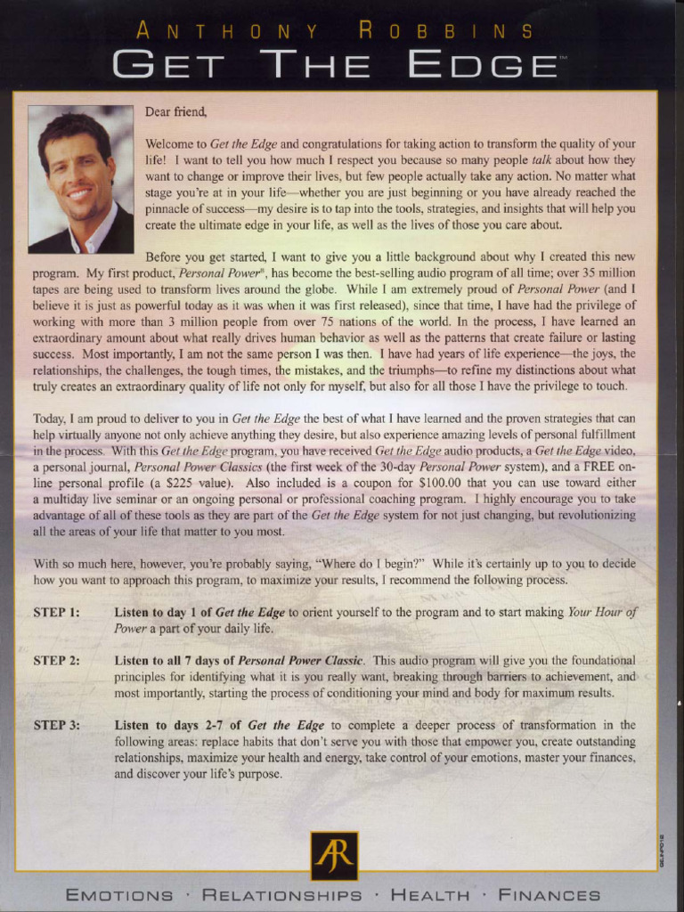 Anthony Tony Robbins - Get the Edge Steps | PDF