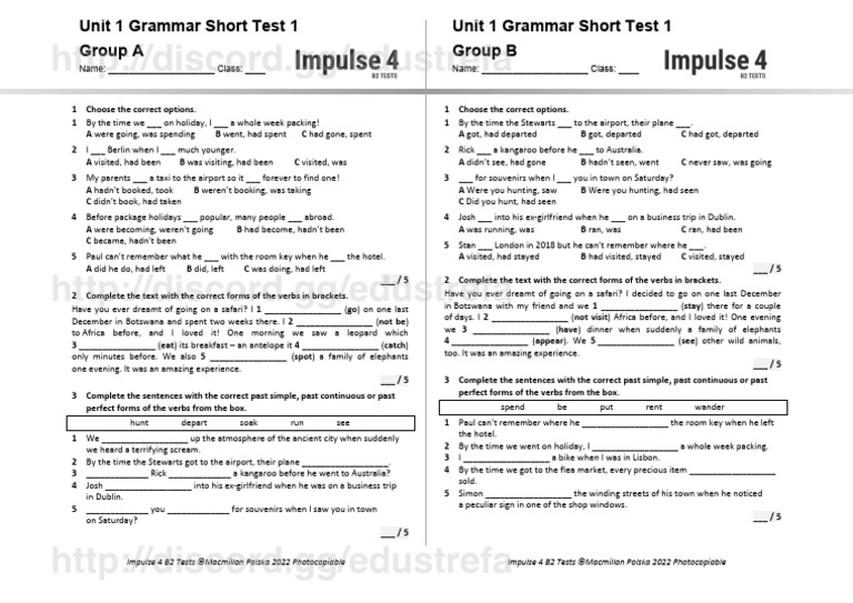 Unit 1 Grammar Short Test 1 AB 4 | PDF | Linguistics
