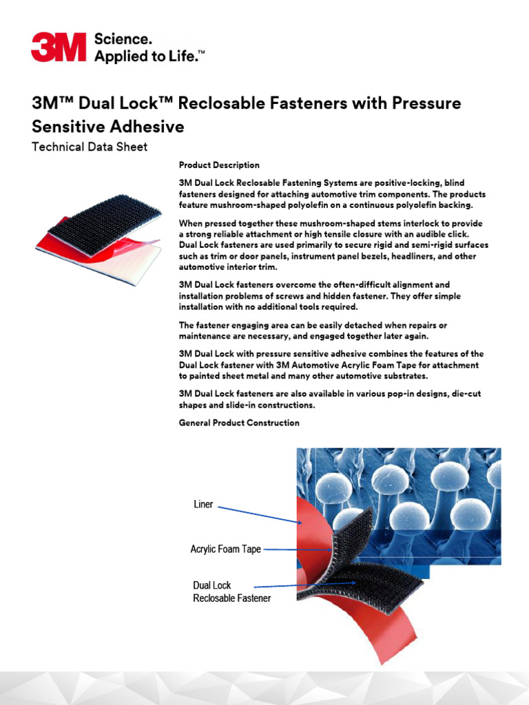 3M Automotive Dual Lock Rolls Datasheet English Germany | PDF ...