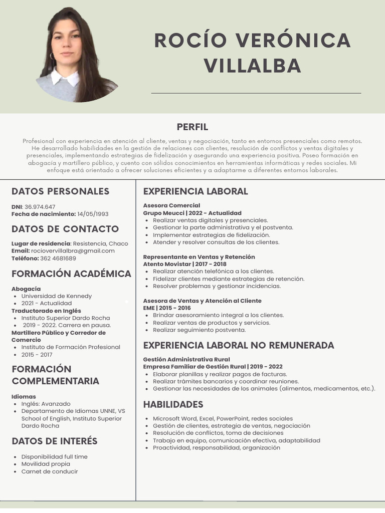 Cv. Rocío Verónica Villalba 2 | PDF | Business