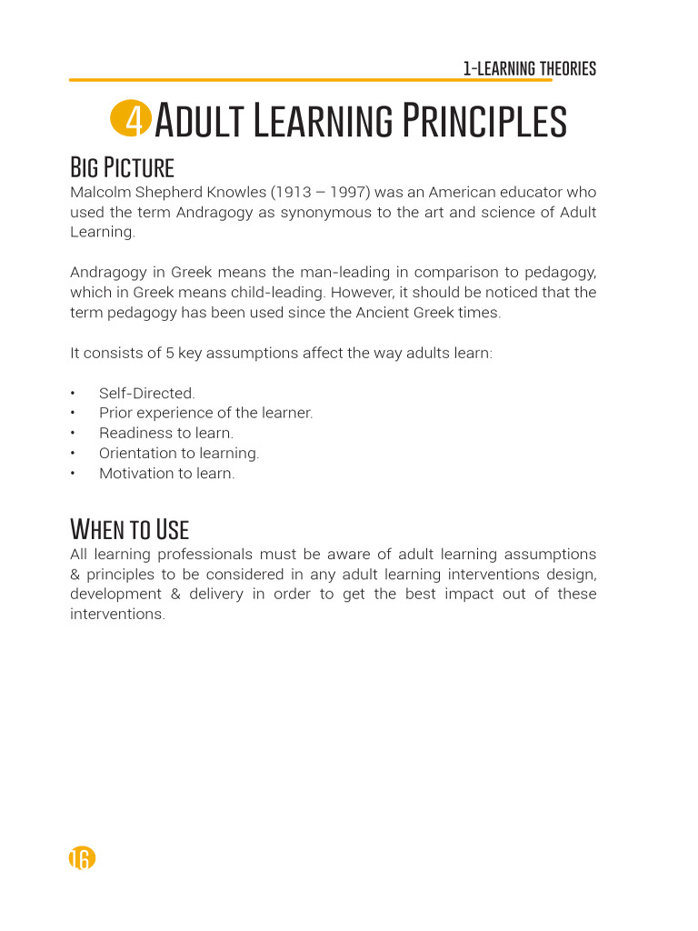 Adult Learning Principles | PDF | Adult Education | Learning