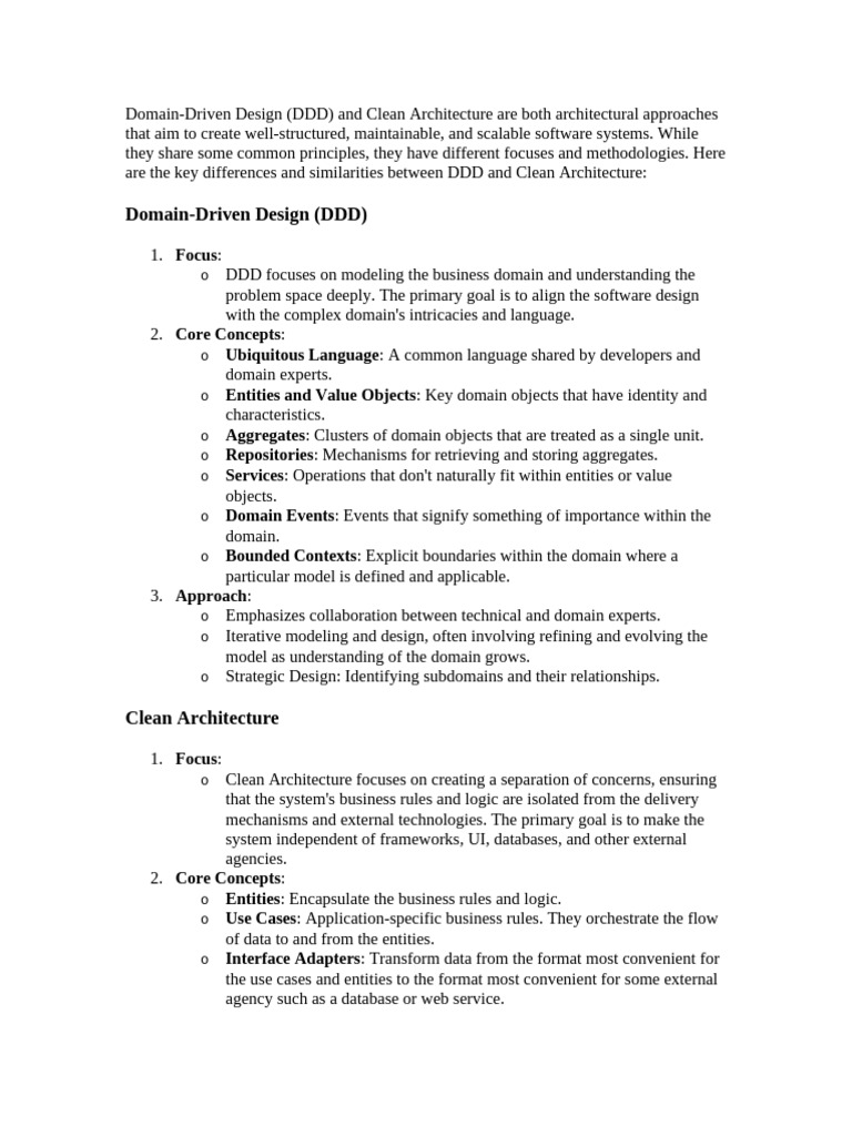 Comparison Between DDD Vs Clean Architecture 1 | PDF | Systems ...