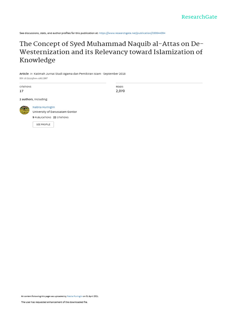 The Concept of Syed Muhammad Naquib Al-Attas on de-Westernization and ...