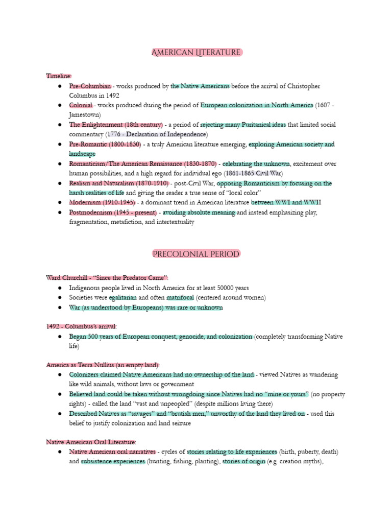 American Literature Exam | PDF | The Raven | Moby Dick