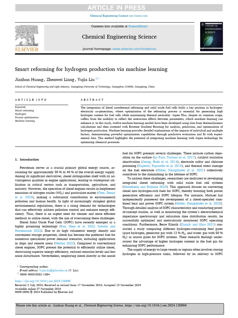 Yujia MLearning Autothermal Reforming | PDF | Solid Oxide Fuel Cell ...