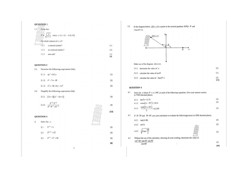 Test Trig and Algebra | PDF