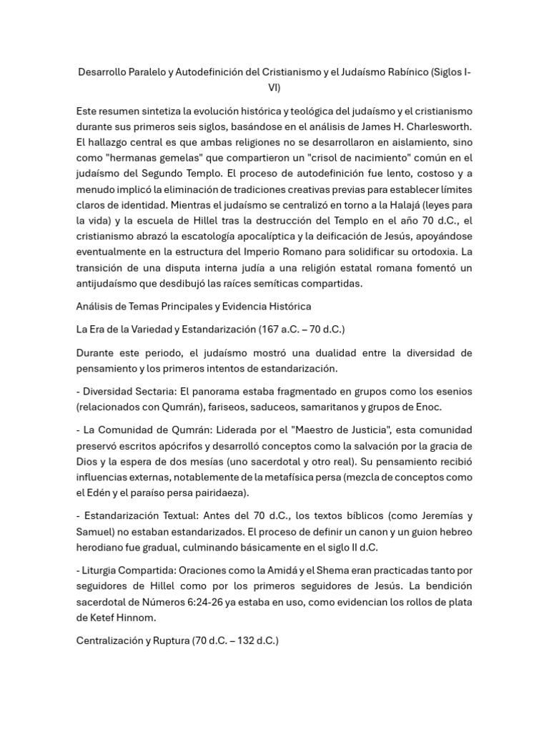 Desarrollo Paralelo y Autodefinición Del Cristianismo y El Judaísmo ...