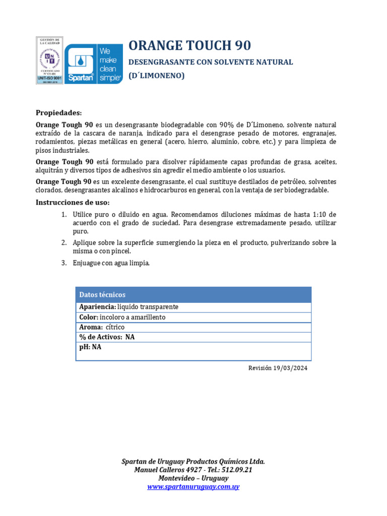 Orange Tough 90 - Ficha Técnica 2024 | PDF