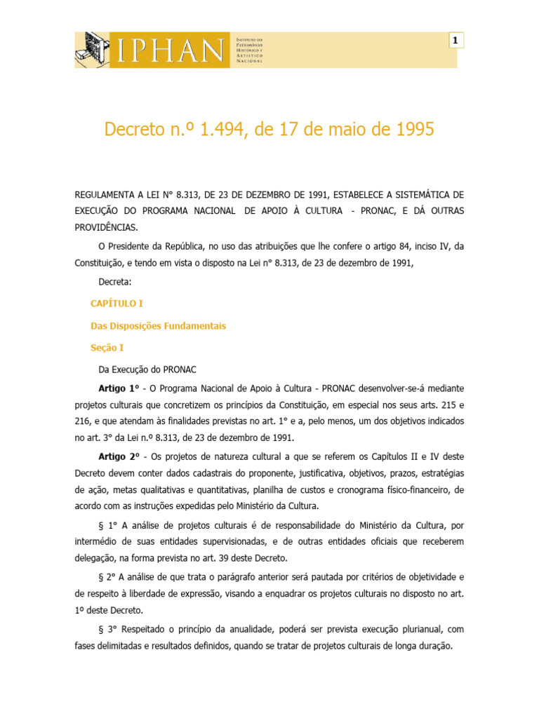 DecretoLei n 1.494 de 17 de Maio de 1995 | PDF | Chess