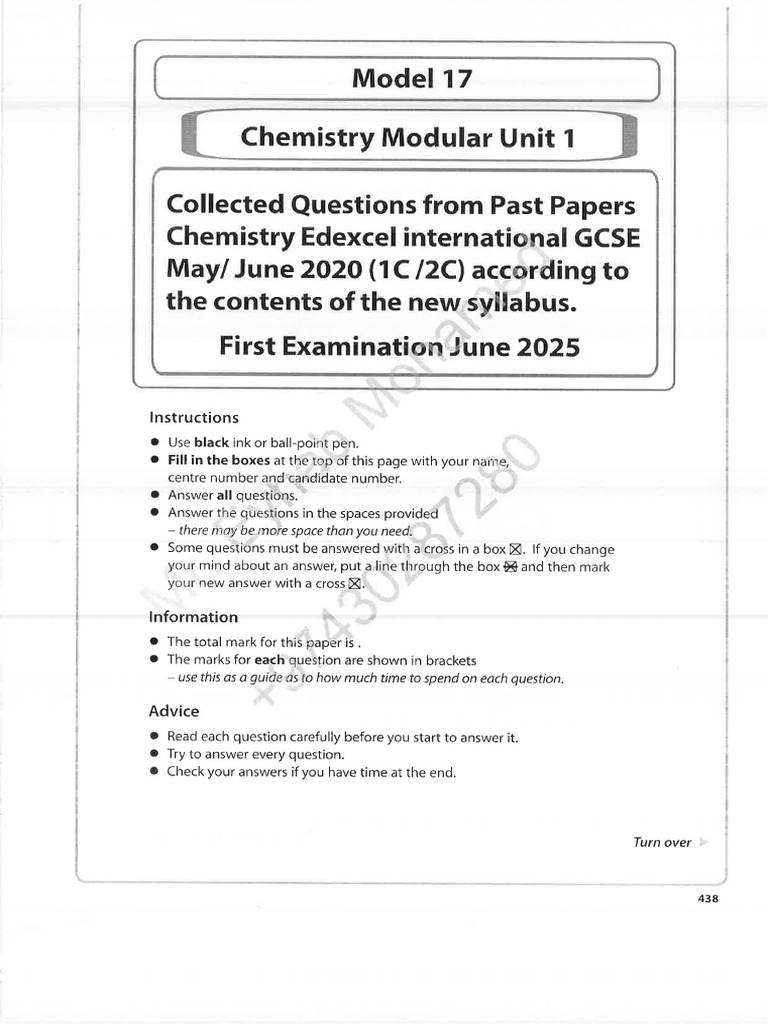 Past Papers Chemistry Edexcel GCSE Unit 1 Modular (Secured) 2 | PDF