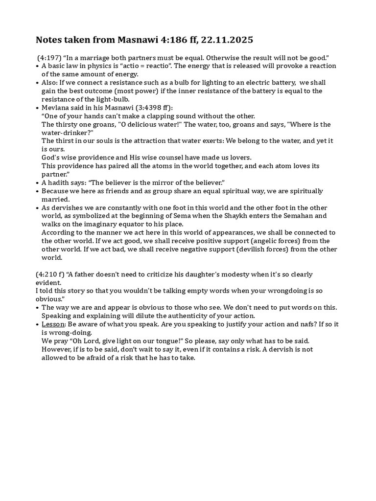 2511 22 Notes About Masnawi 4-186 FF | PDF