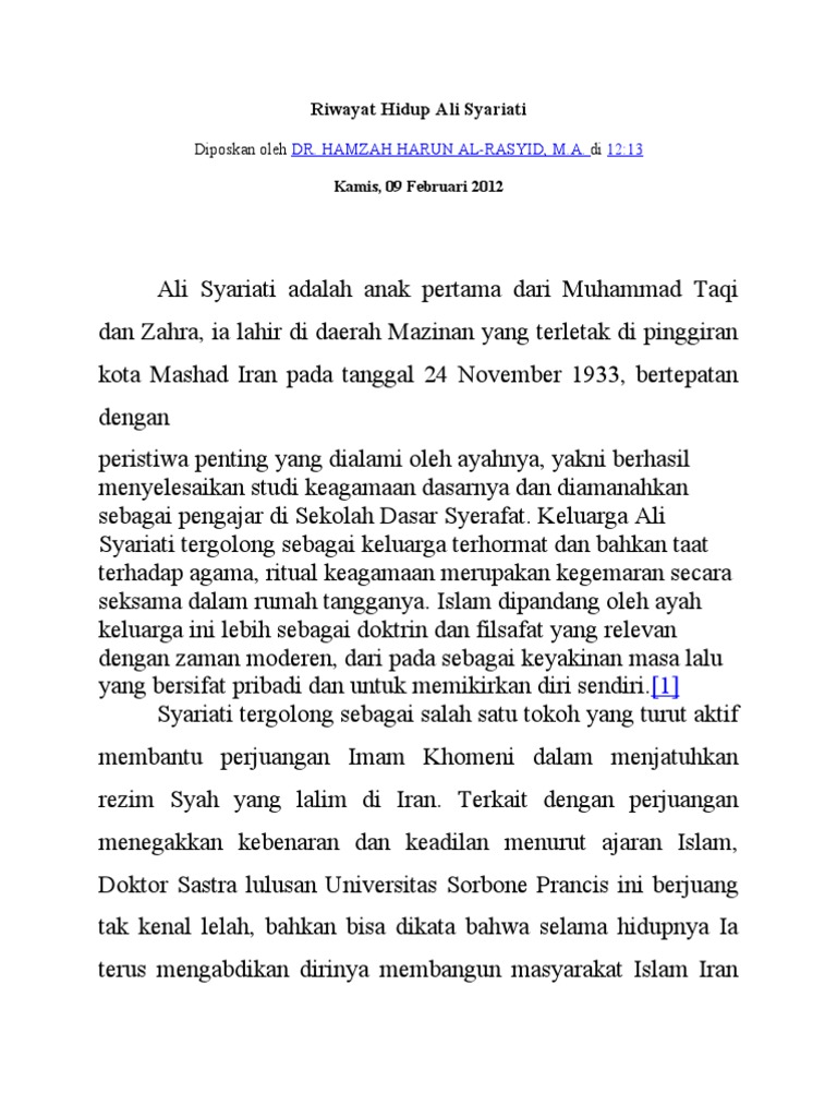"Biografi Ali Syariati: Pejuang Islam" | PDF | Ilmu Sosial | Sejarah
