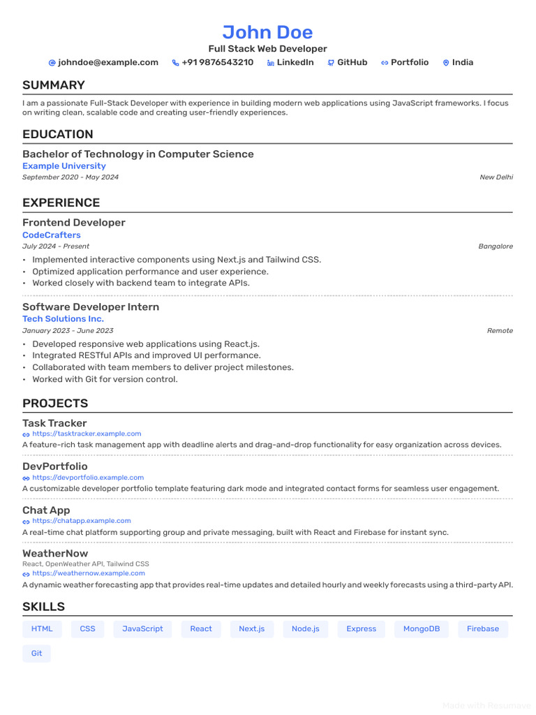 John Doe: Bachelor of Technology in Computer Science | PDF