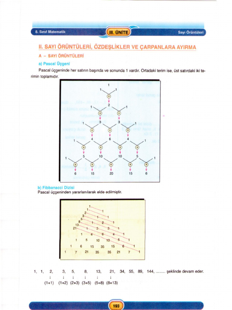 8. Sınıf Sayı Örüntüleri, Fibbonacci, Aritmetik Ve Geometrik Dizi Çözüm ...