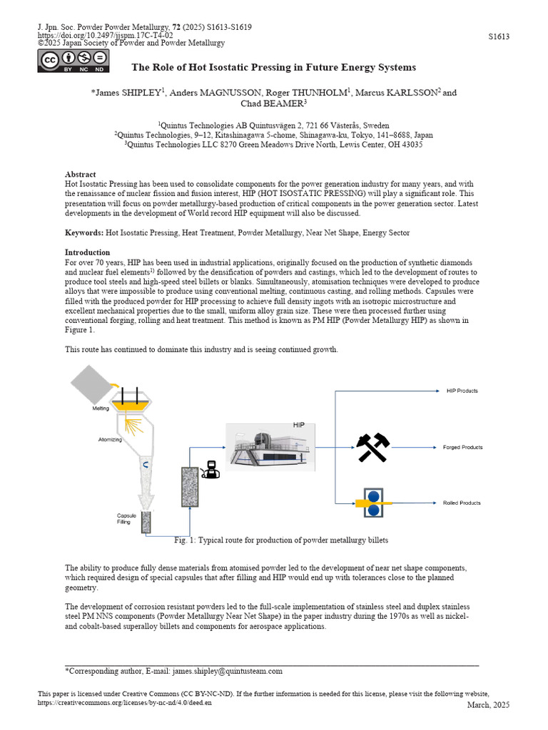 The Role of Hot Isostatic Pressing in Future Energ | PDF | Heat ...