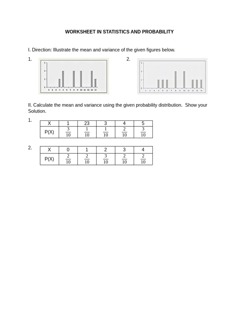 Worksheet in Statistics and Probability | PDF