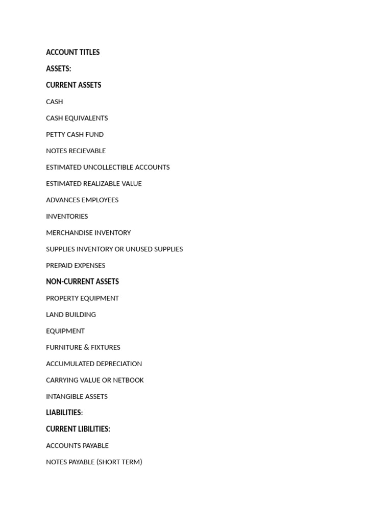 Account Titles | PDF