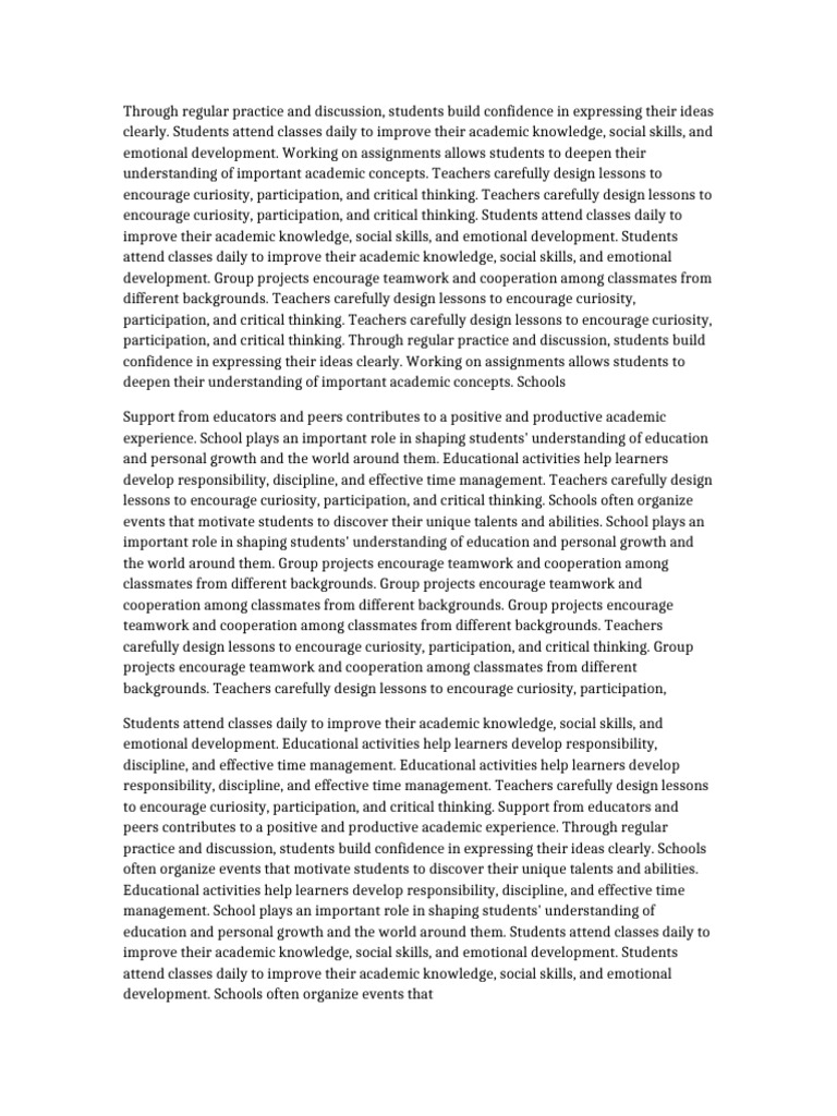 School Long Document 1 | PDF | Teachers | Learning