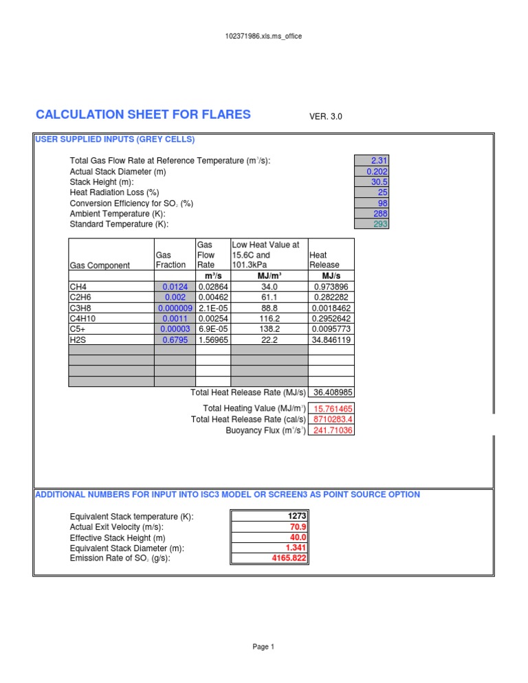 Flare Stack Design Calculation - Design Talk