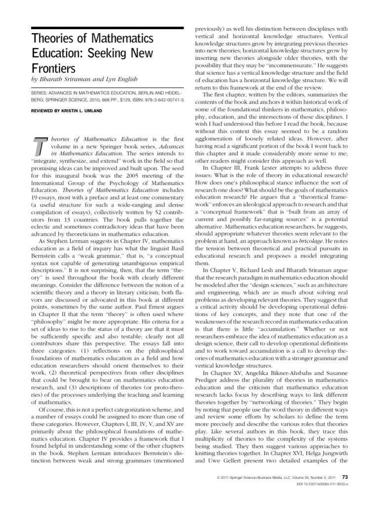 Theories of Math Ed | PDF | Theory | Mathematics