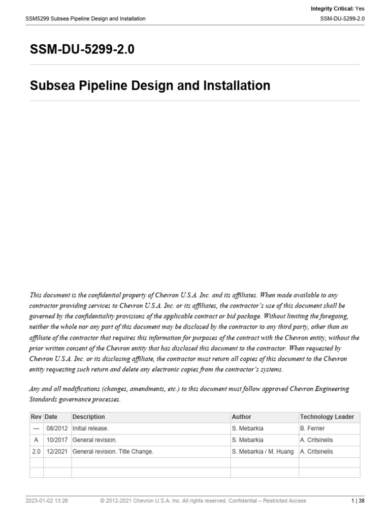 SSM-DU-5299 Subsea Pipeline Design and Installation | PDF | Pipe (Fluid ...