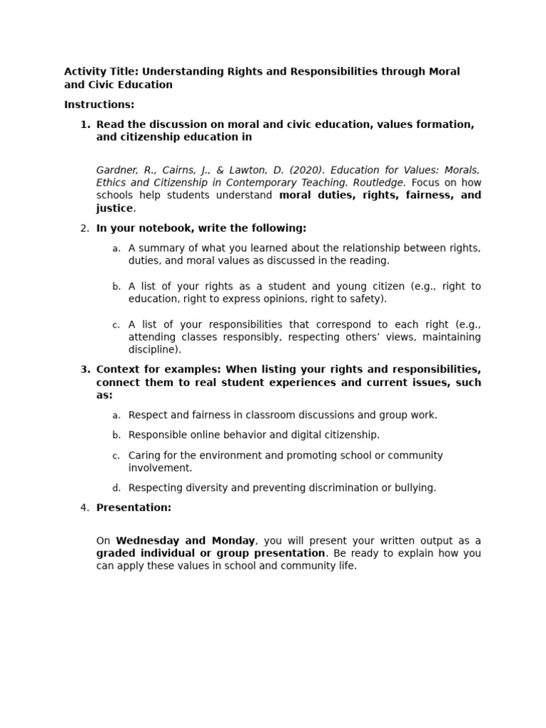 Assignment Rights and Responsibilities | PDF