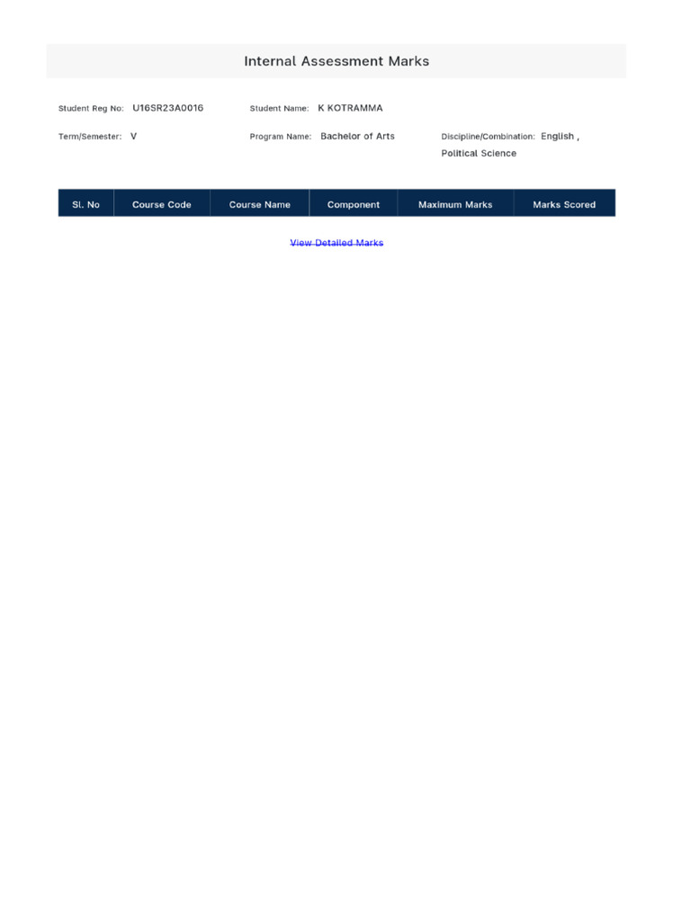 Student Internal Assessment Marks | PDF