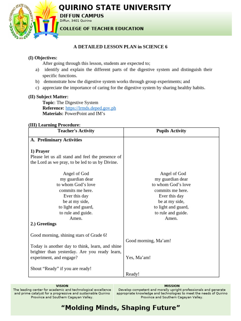 EDUC 101 LP - Grade 6 Digestive System | PDF | Digestion | Stomach