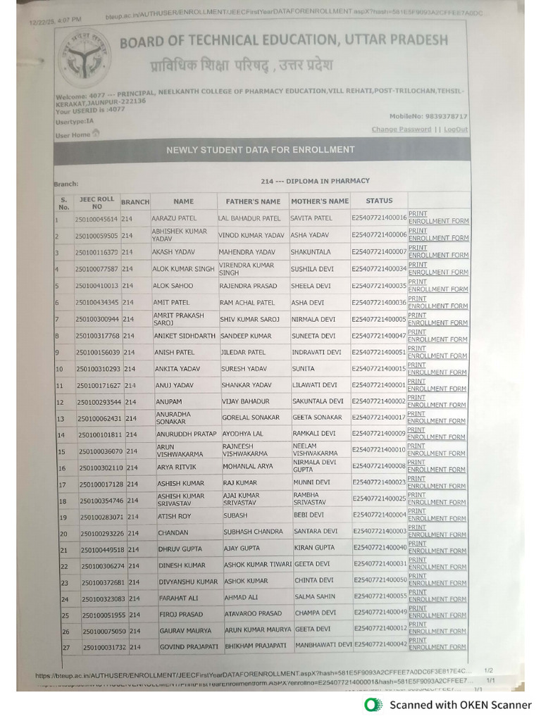 Enrollment List 4077 2025 | PDF