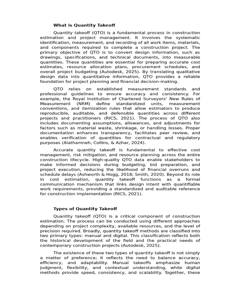 What Is Quantity Takeoff | PDF | Building Information Modeling ...
