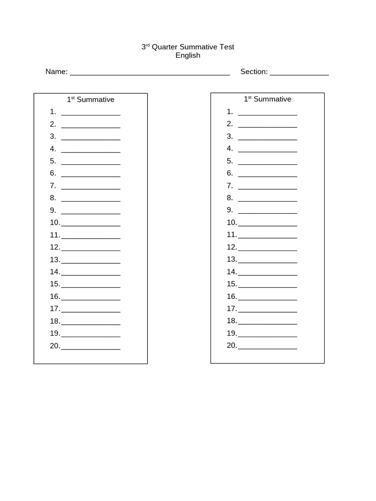 3rd Quarter Summative Test | PDF