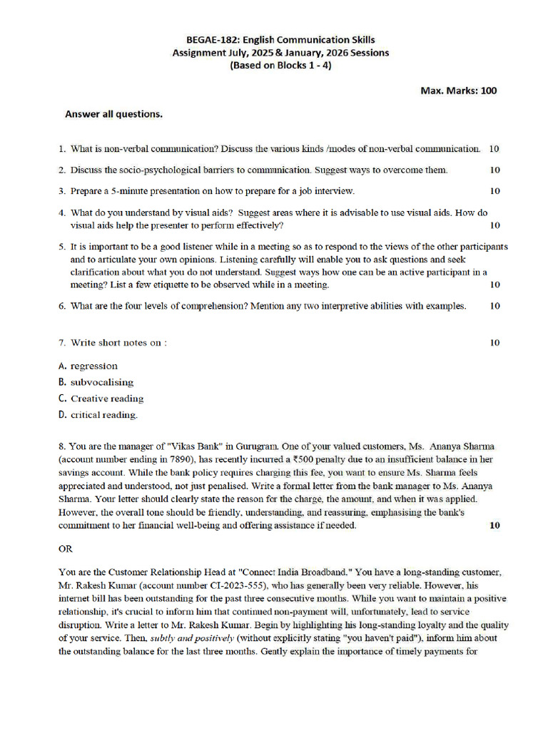 BEGAE 182 English July 2025 January 2026 | PDF