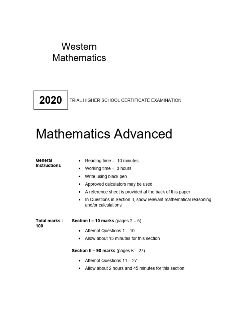 WME Mathematics Advanced Trial HSC Exam 2020 | PDF | Interest | Mathematics
