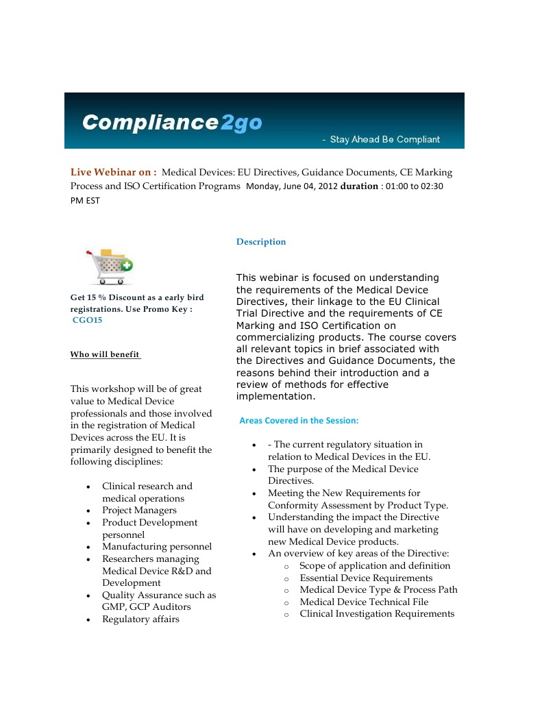 Medical Devices EU Directives, Guidance Documents, CE Marking Process ...