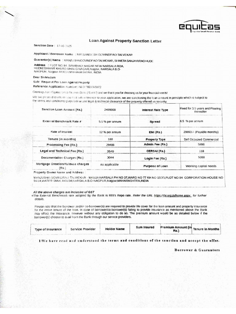 Sanction Letter | PDF