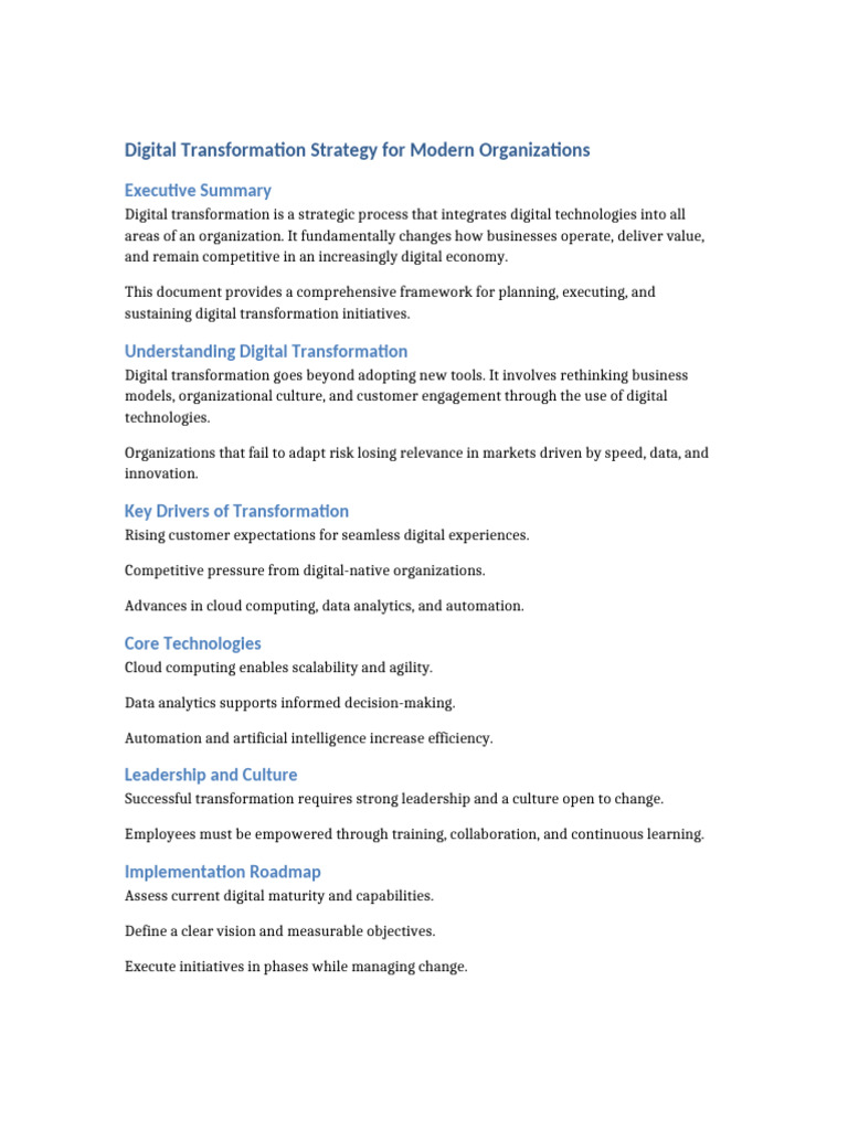 Digital Transformation Strategy Expanded | PDF