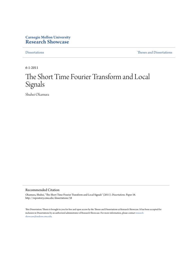 The Short Time Fourier Transform and Local Signals | PDF
