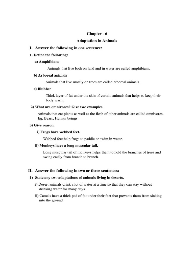 Chapter 6 - Adaptation in Animals | PDF