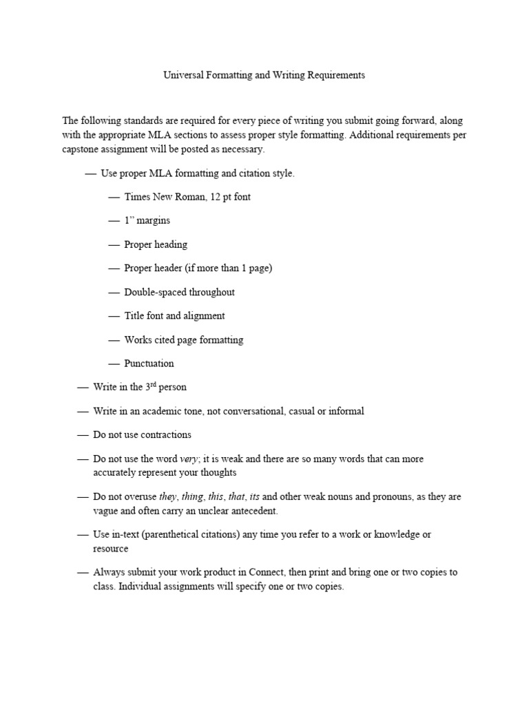 Universal Formatting and Writing Requirements | PDF