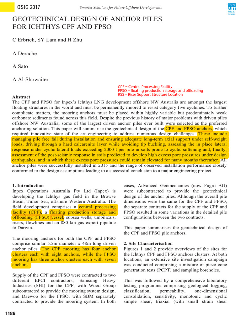 Geotechnical Design of Anchor Piles For Ichthy | PDF