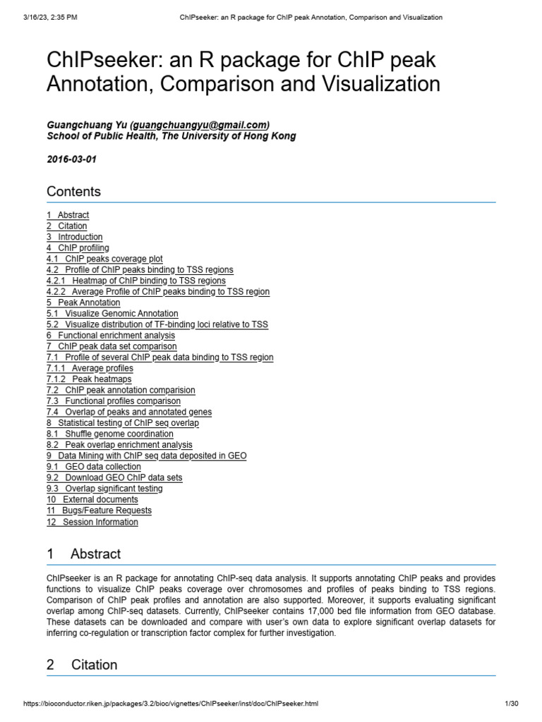 ChIPseeker - An R Package For ChIP Peak Annotation, Comparison and ...