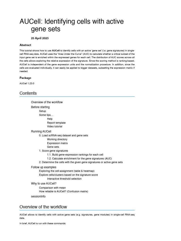 AUCell_ Identifying Cells With Active Gene Sets | PDF | Receiver ...