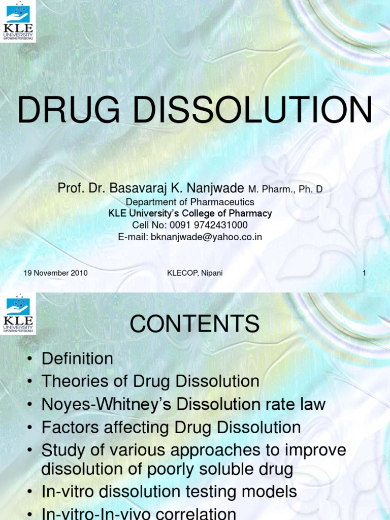 Drug Dissolution | PDF | Dissolution (Chemistry) | Solubility