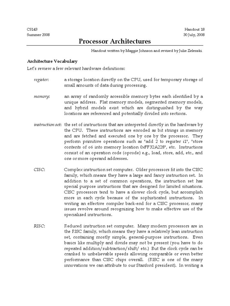 18 Processor Architectures | PDF | Instruction Set | Assembly Language