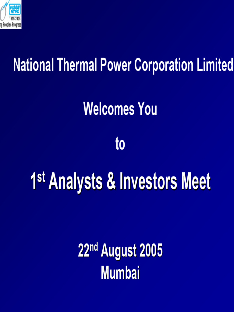 Presentation Made 1st Analysts Investors Meet Held Mumbai 22nd Aug 2005 ...